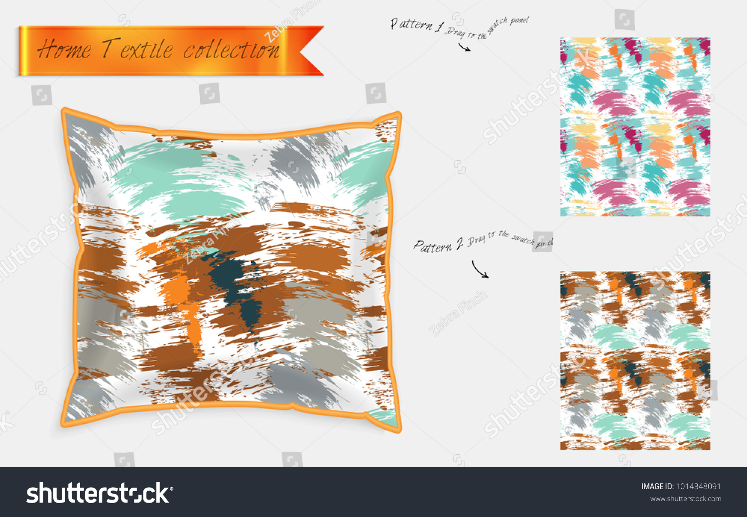 Interior design textile patterns. Realistic satin decorative pillow ...