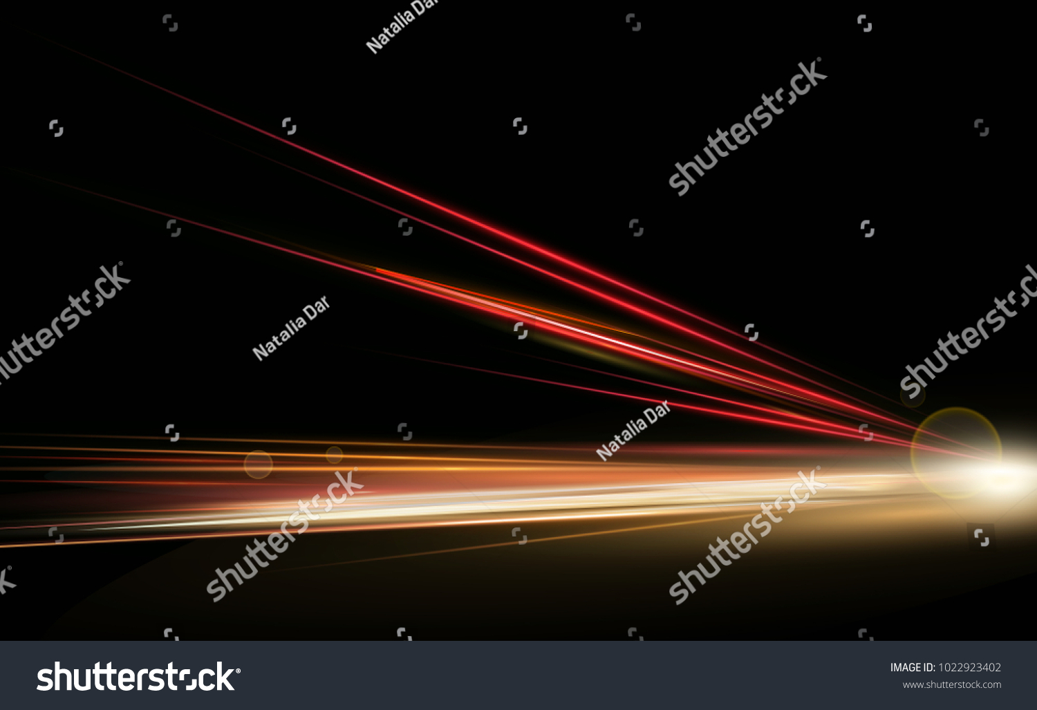 Vector illustration simulation of high speed lights at night traffic ...