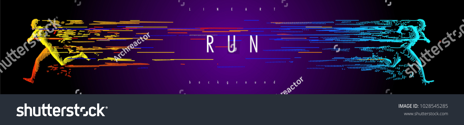 Art concept of a running man. Vector drawn by color lines. Minimal ...