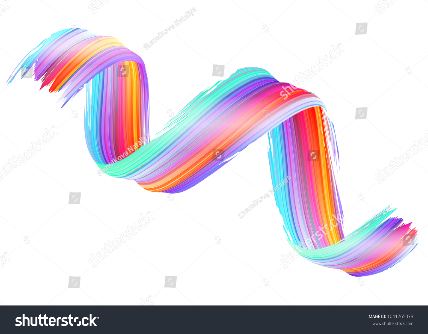 Vector 3D Paint Curl. Abstract Spiral Brush Stroke. Flowing Ribbon ...