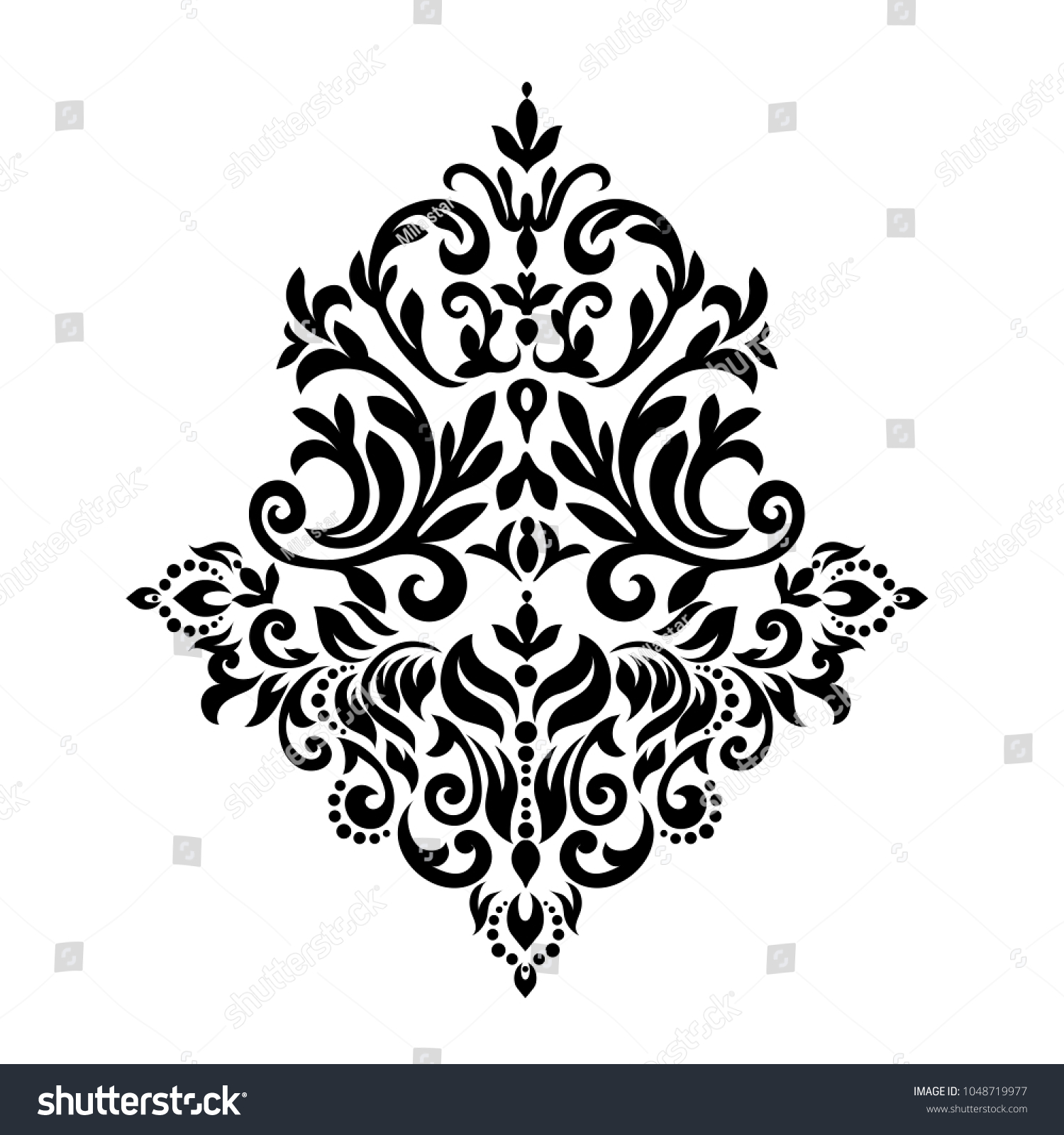 Damask white and black ornament.Traditional vector pattern.Decorative ...