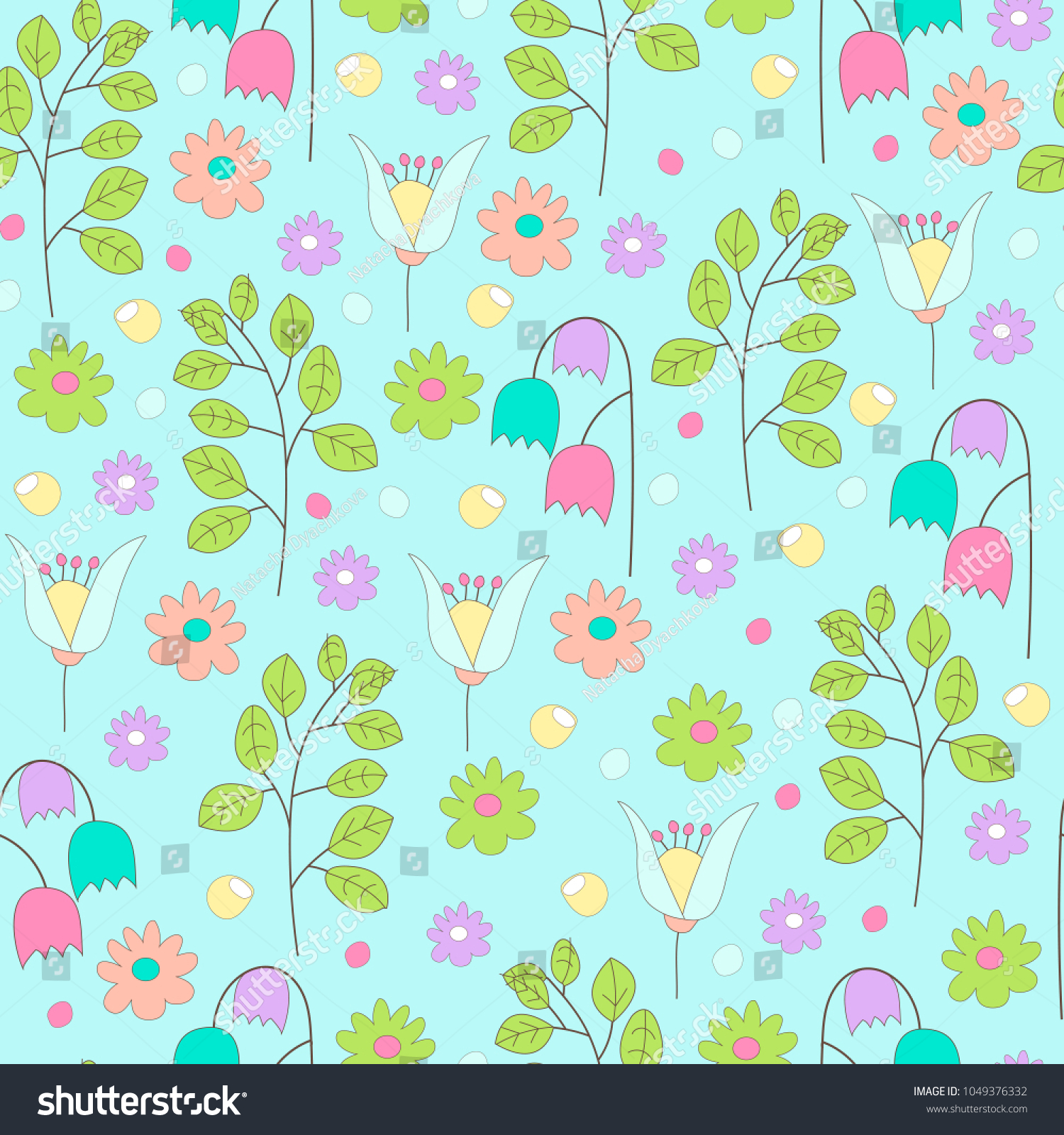 Seamless floral pattern. Cute vintage pattern with plain flowers for ...