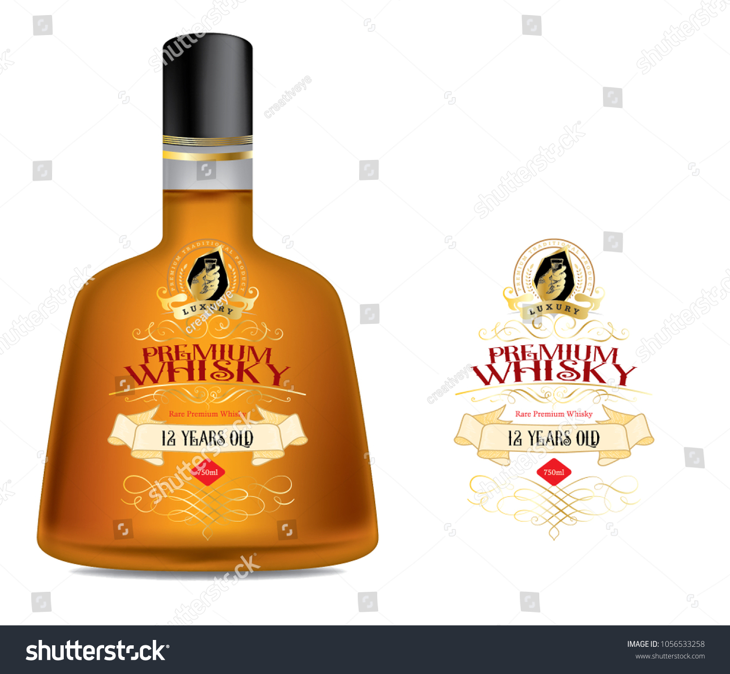 Premium alcohol label Vintage typography with bottle mock-up_站酷海洛_正版图片 ...