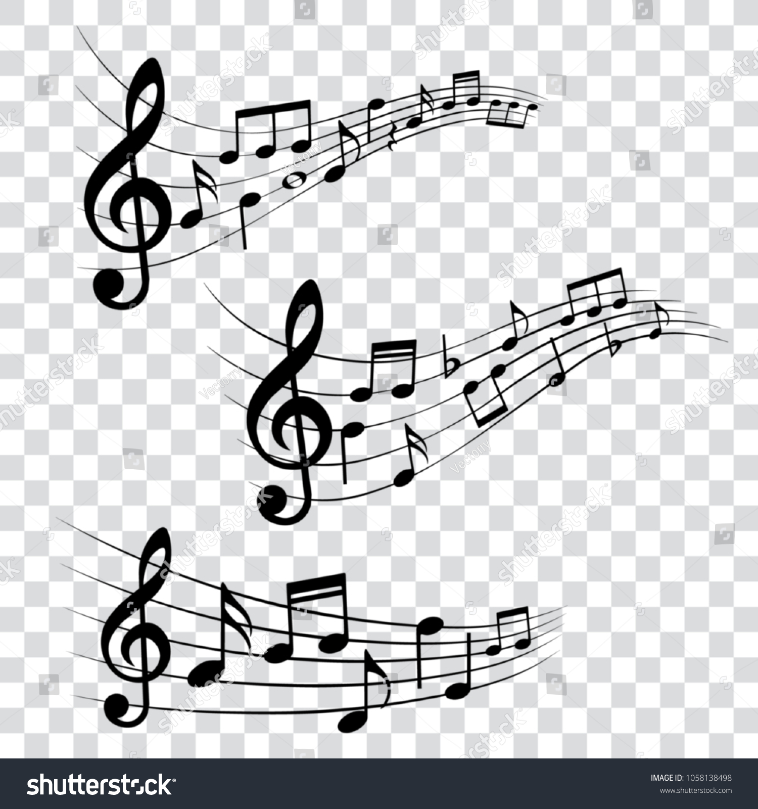 Set of musical design elements music notes isolated vector illustration ...