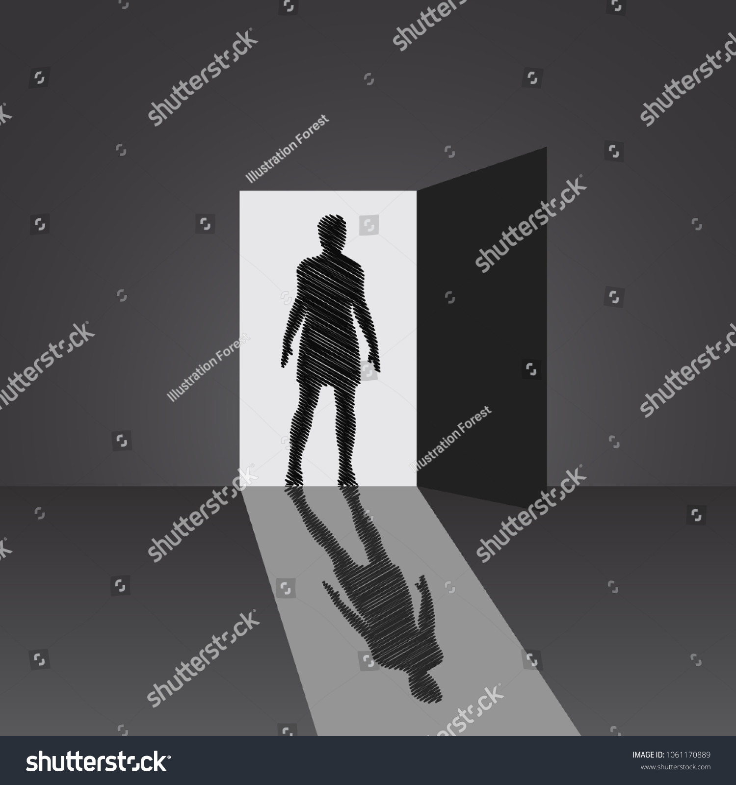 Woman shadow negative personality and character features concept vector ...