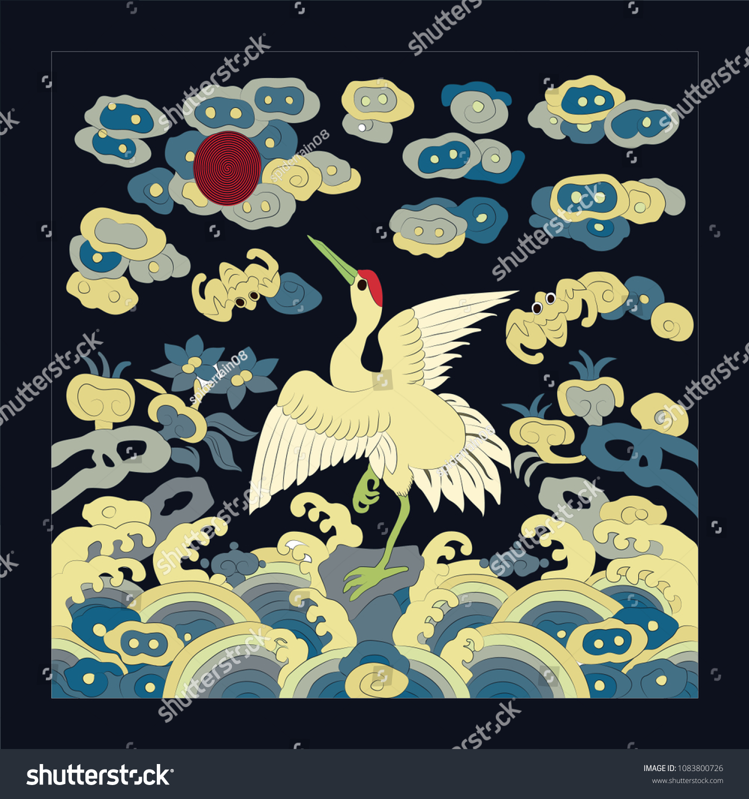 Chinese crane traditional pattern_站酷海洛_正版图片_视频_字体_音乐素材交易平台_站酷旗下品牌