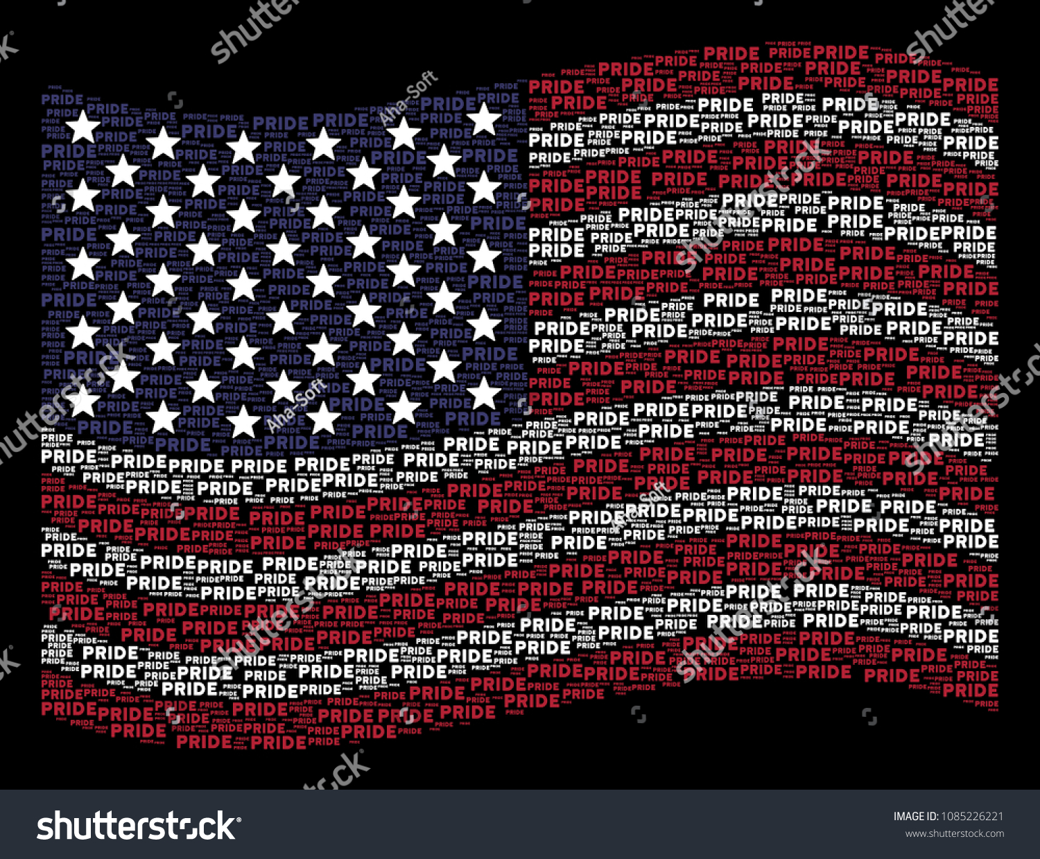 Pride text items are combined into waving American flag abstraction on ...