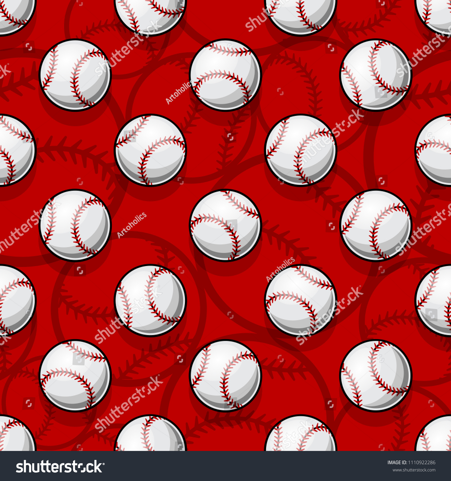 Seamless pattern with baseball softball ball graphics. Vector ...
