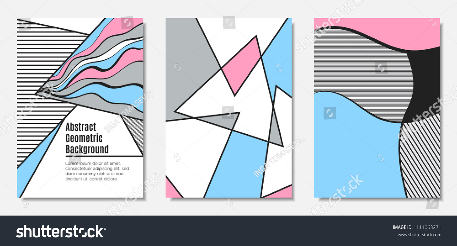 Placard Templates Set with Abstract Geometric Shapes. Vector Covers ...