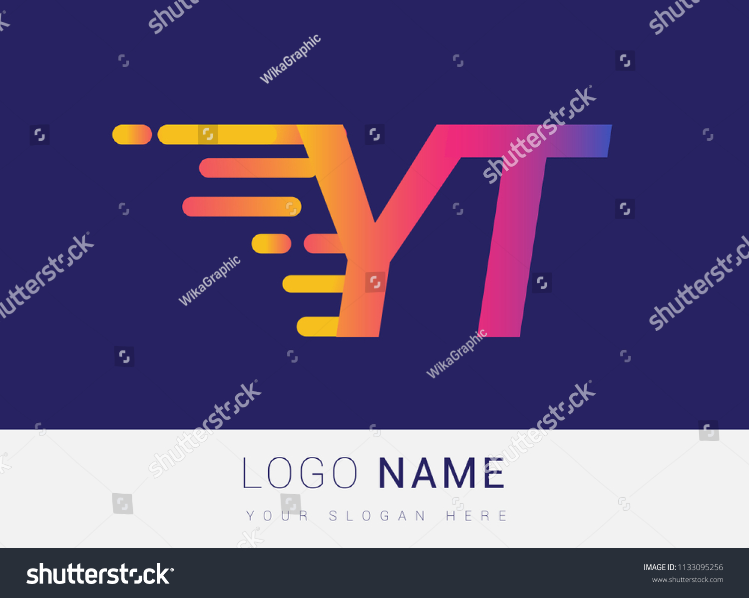 Initial Letter YT speed Logo Design template logotype company name ...