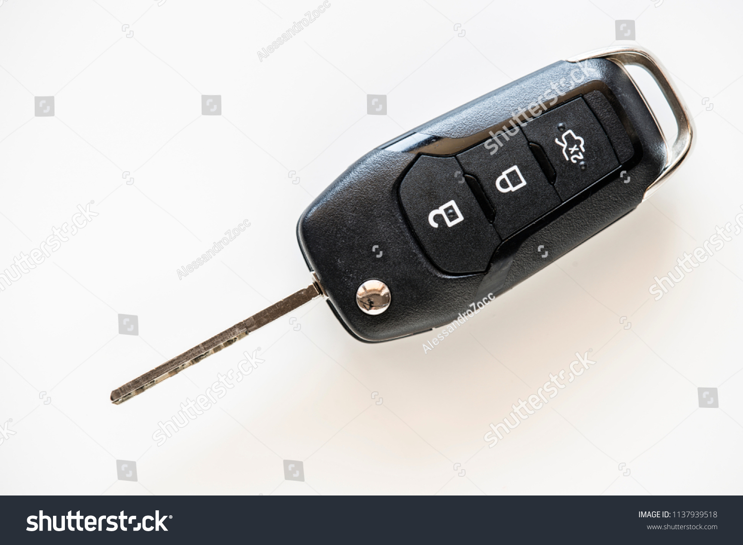 Close up of Remote electronic car key with mechanical second opening on ...
