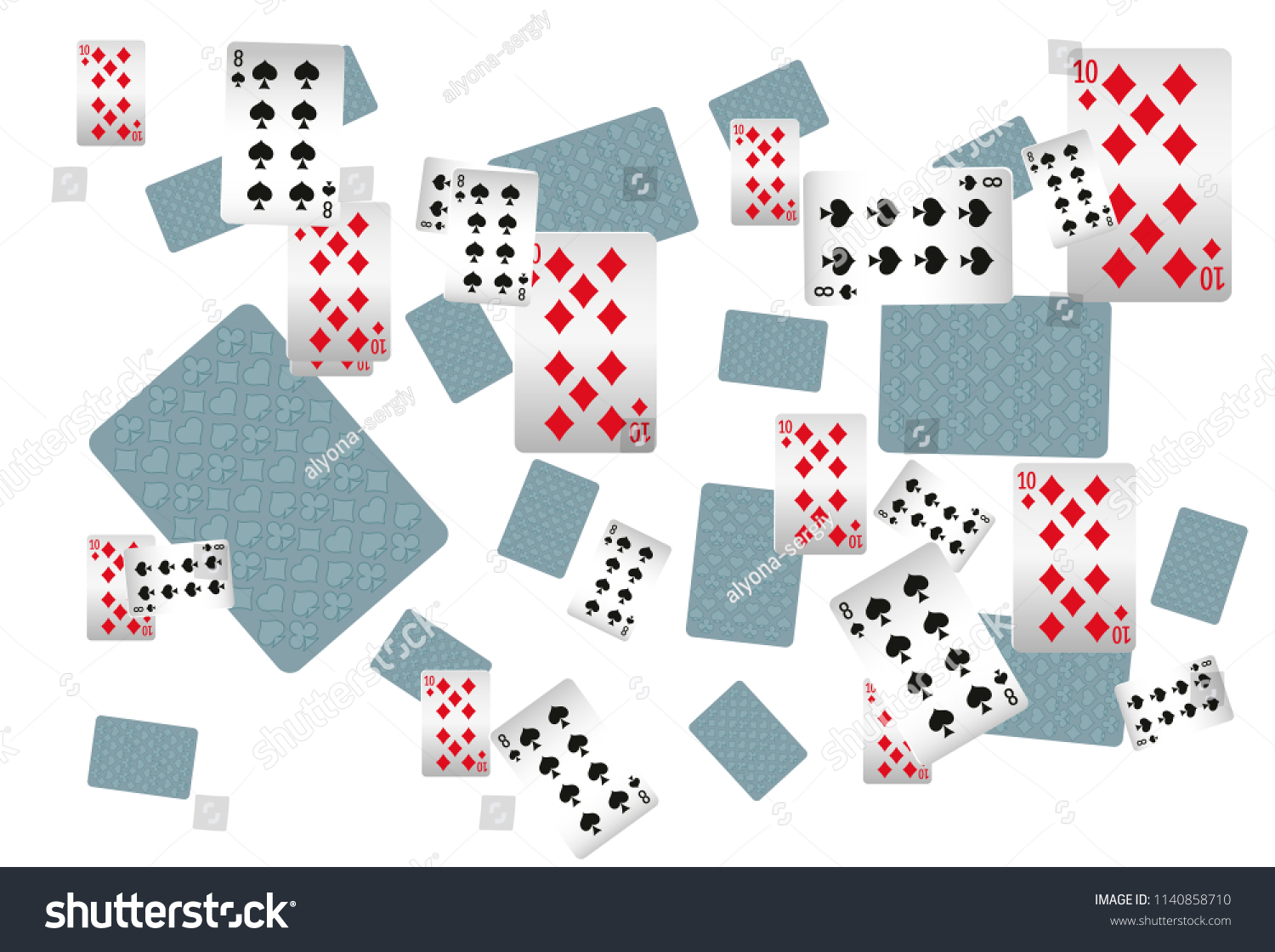 Casino Playing Cards are falling down. Playing Cards rain. Vector ...