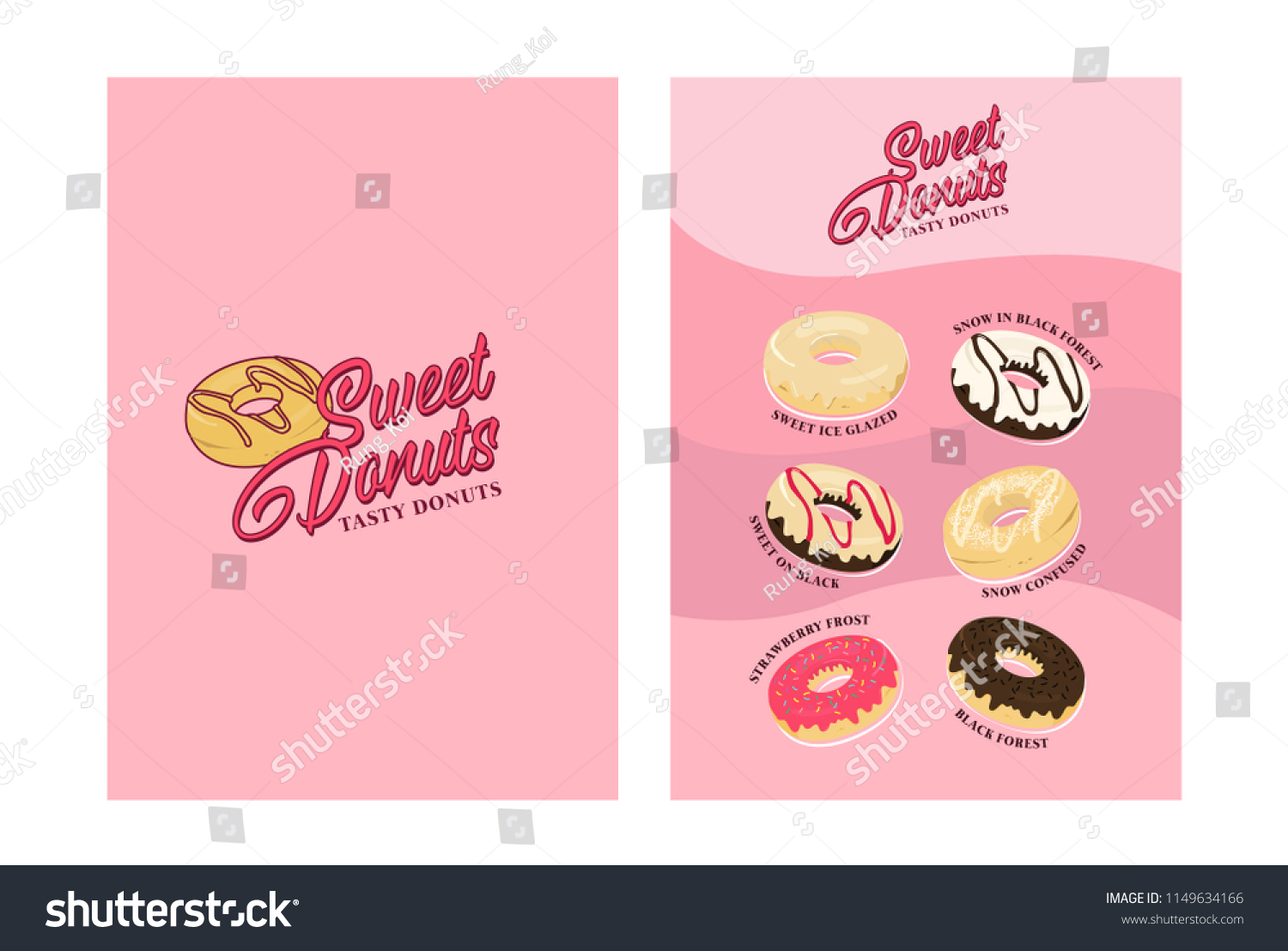 set of donuts or dessert menu template for restaurant or bakery shop on ...