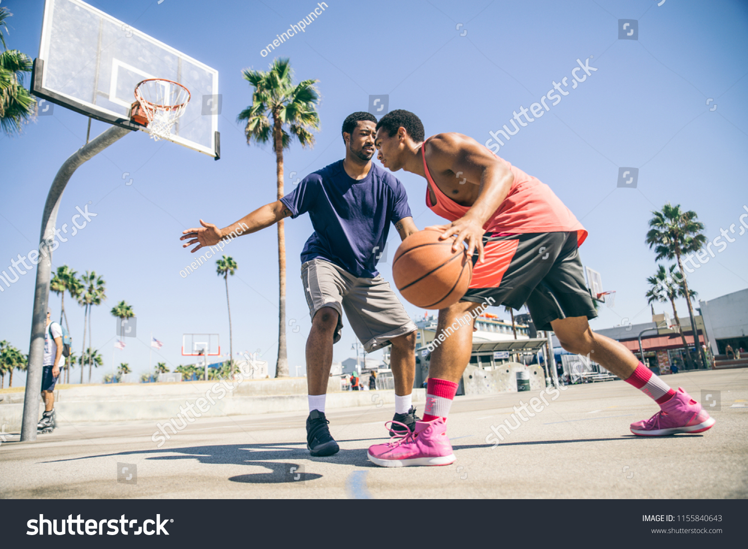 Friends playing basketball - Afro-american players having a friendly ...