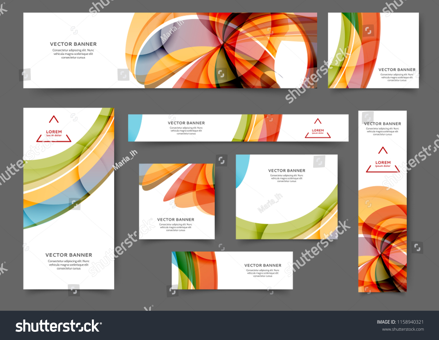 Set of abstract web banner templates with abstract lines and waves ...