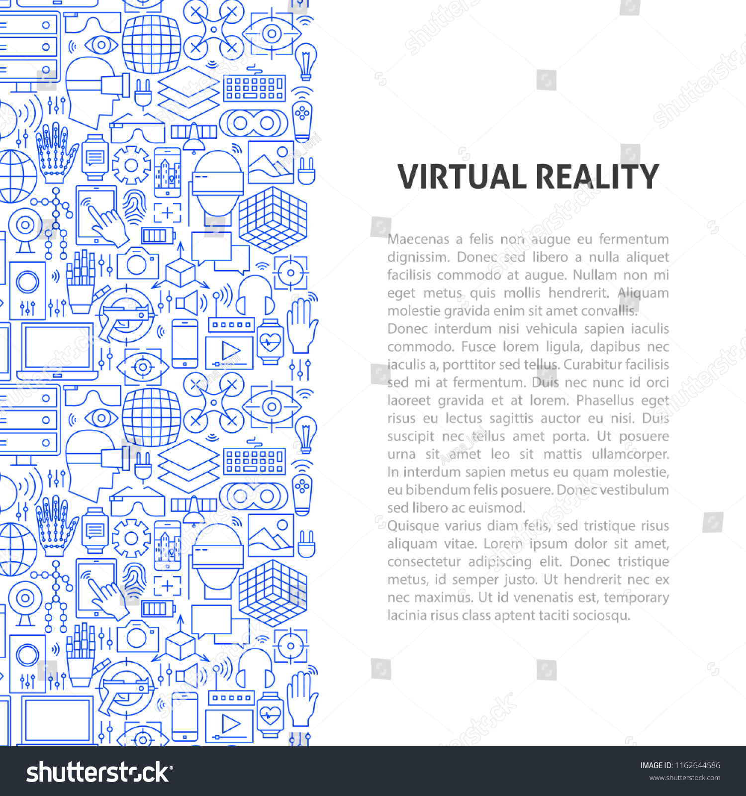 Virtual Reality Line Pattern Concept. Vector Illustration of Outline ...
