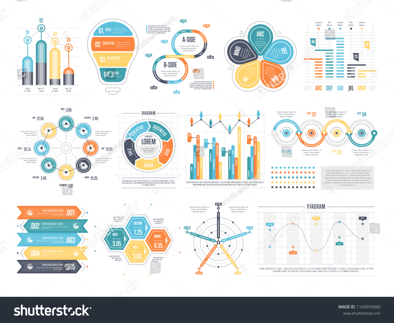 Business infographics set with different diagram illustration. Data ...