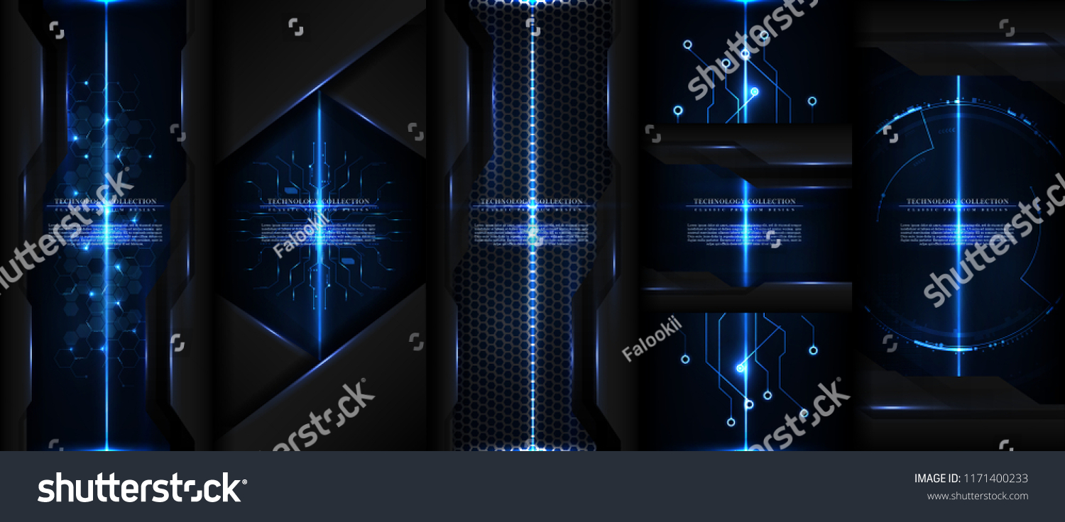 Technology collection abstract modern cyber light background card ...