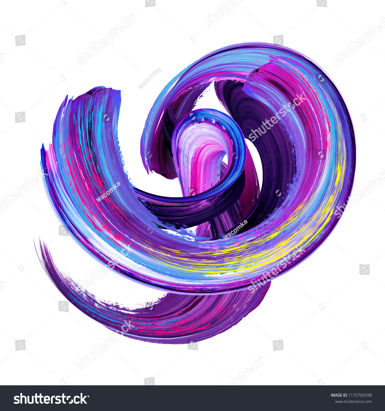 3d render abstract brush stroke artistic smear violet purple paint ...