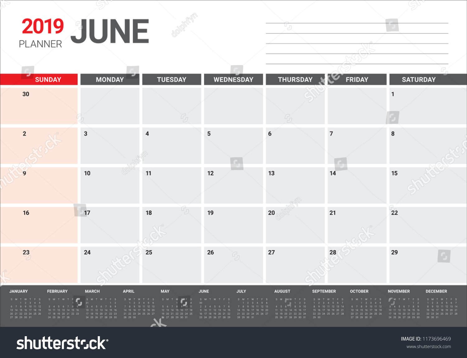 June 2019 desk calendar vector illustration simple and clean design._站酷 ...