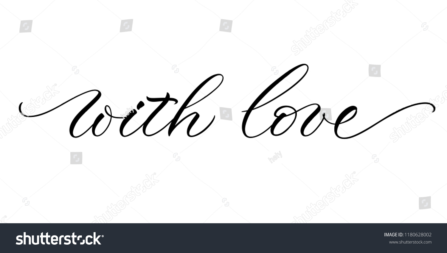 With Love lettering. Handwritten modern calligraphy brush painted ...