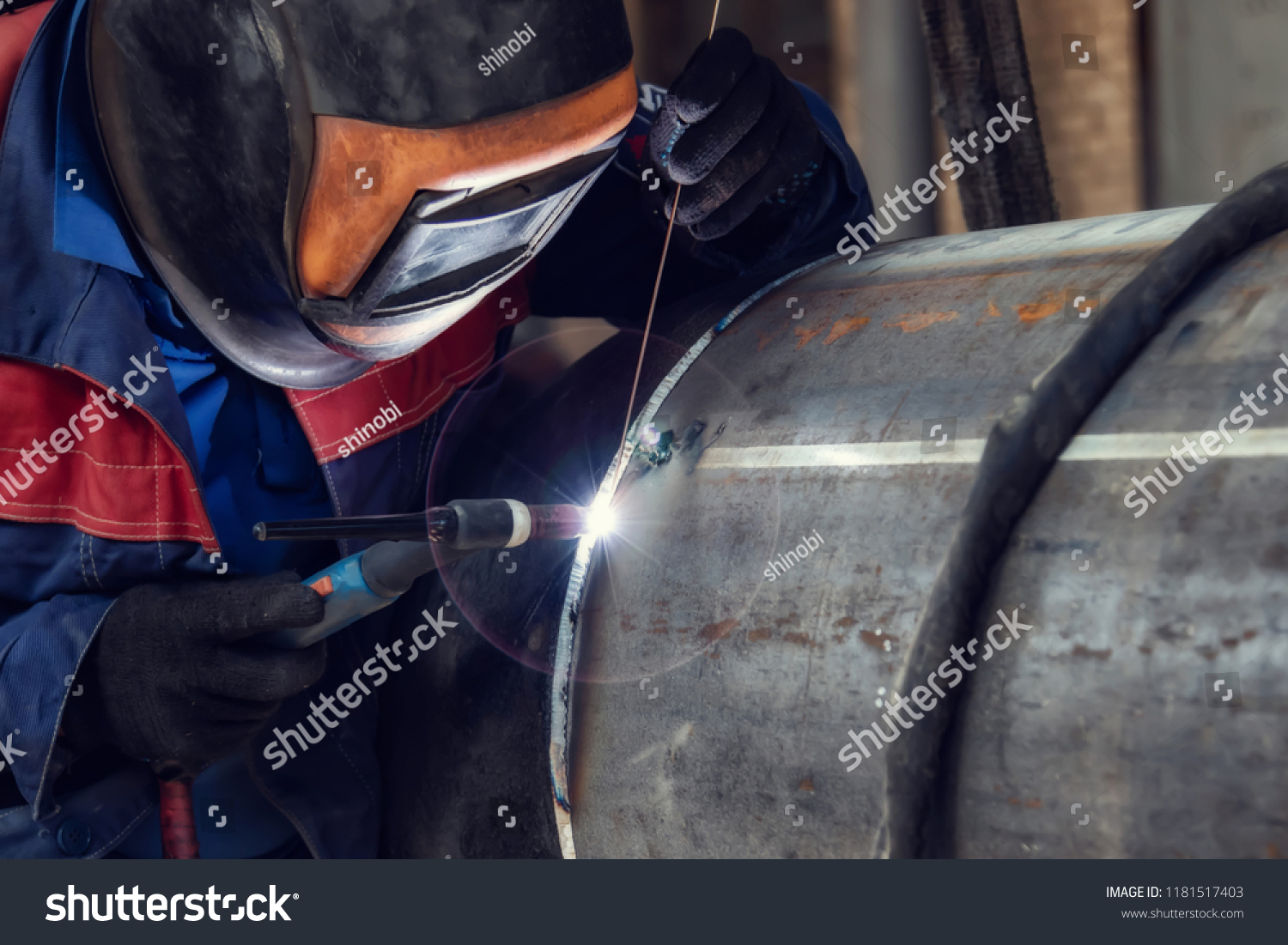 Assembly of pipeline assemblies in the Assembly shop using argon-arc ...