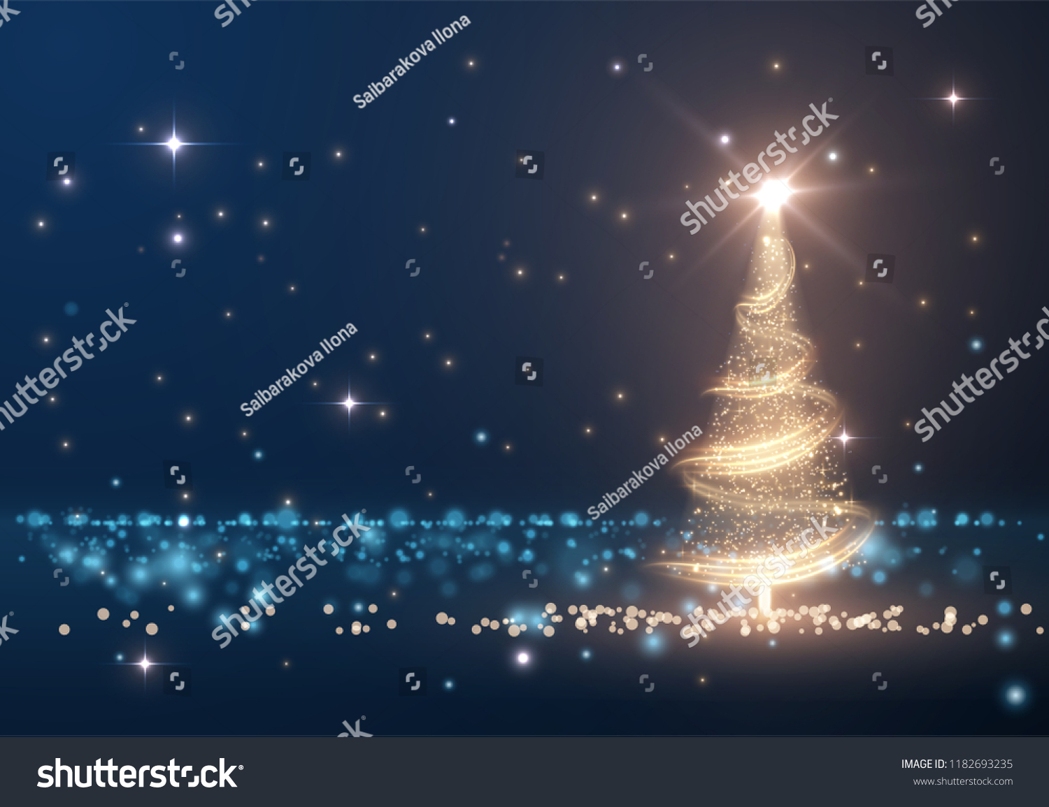 Christmas shiny tree background with blurred lights effect on abstract ...