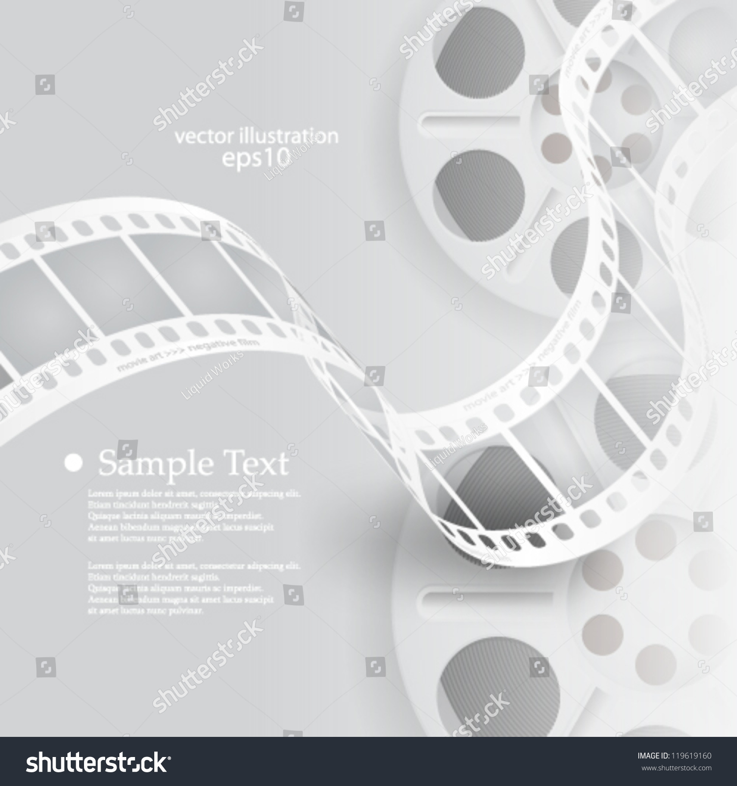 Vector illustration abstract monochromatic film reel concept background ...