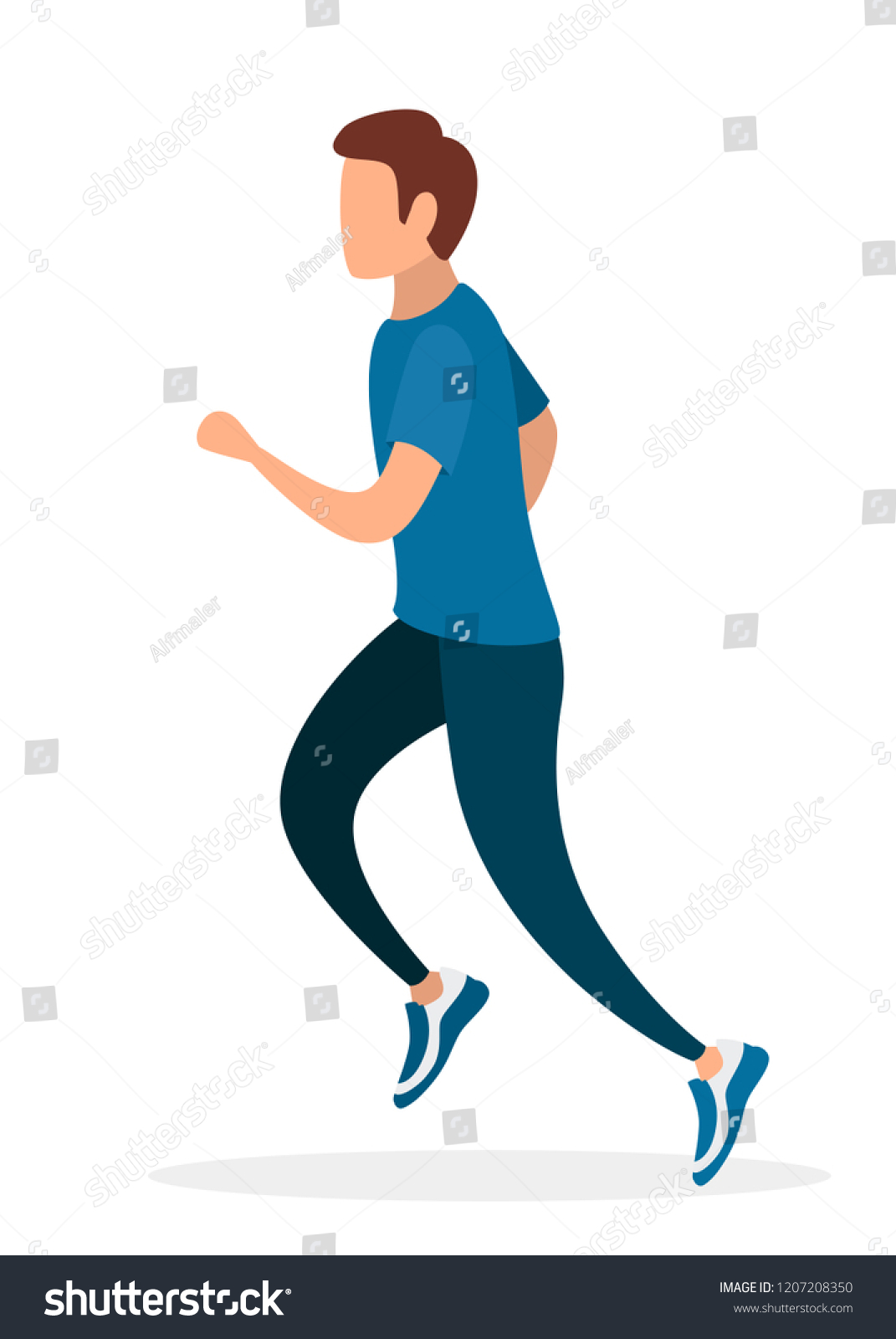 Man running in sports wear. No face cartoon character design. Flat ...