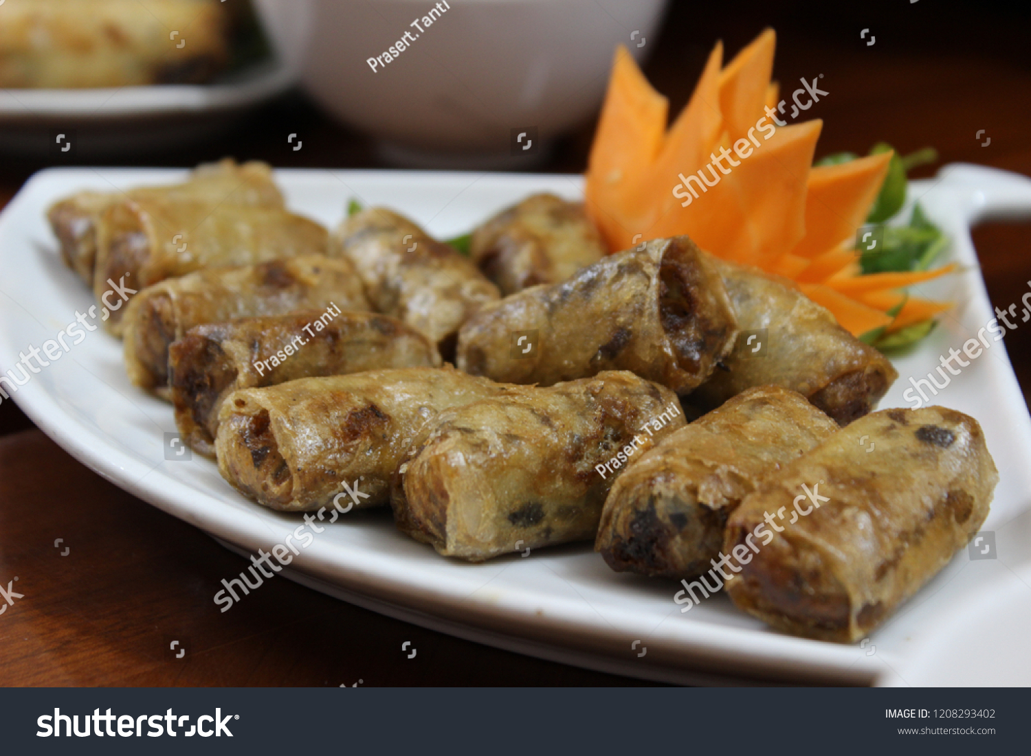 deep fried spring rool with vegetables and pork Vietnamese style on ...