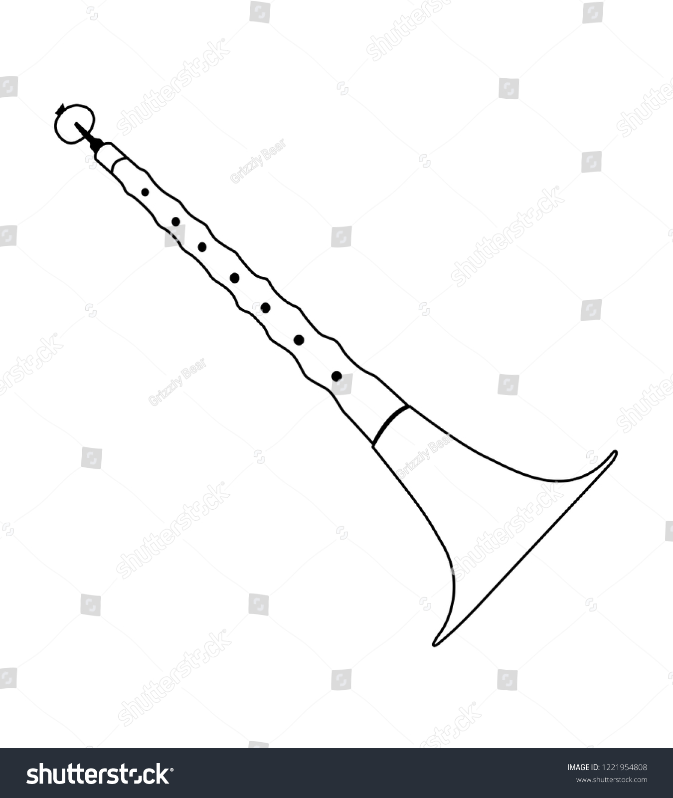 Suona Laba Haidi Traditional Chinese Musical Instrument Black & White ...