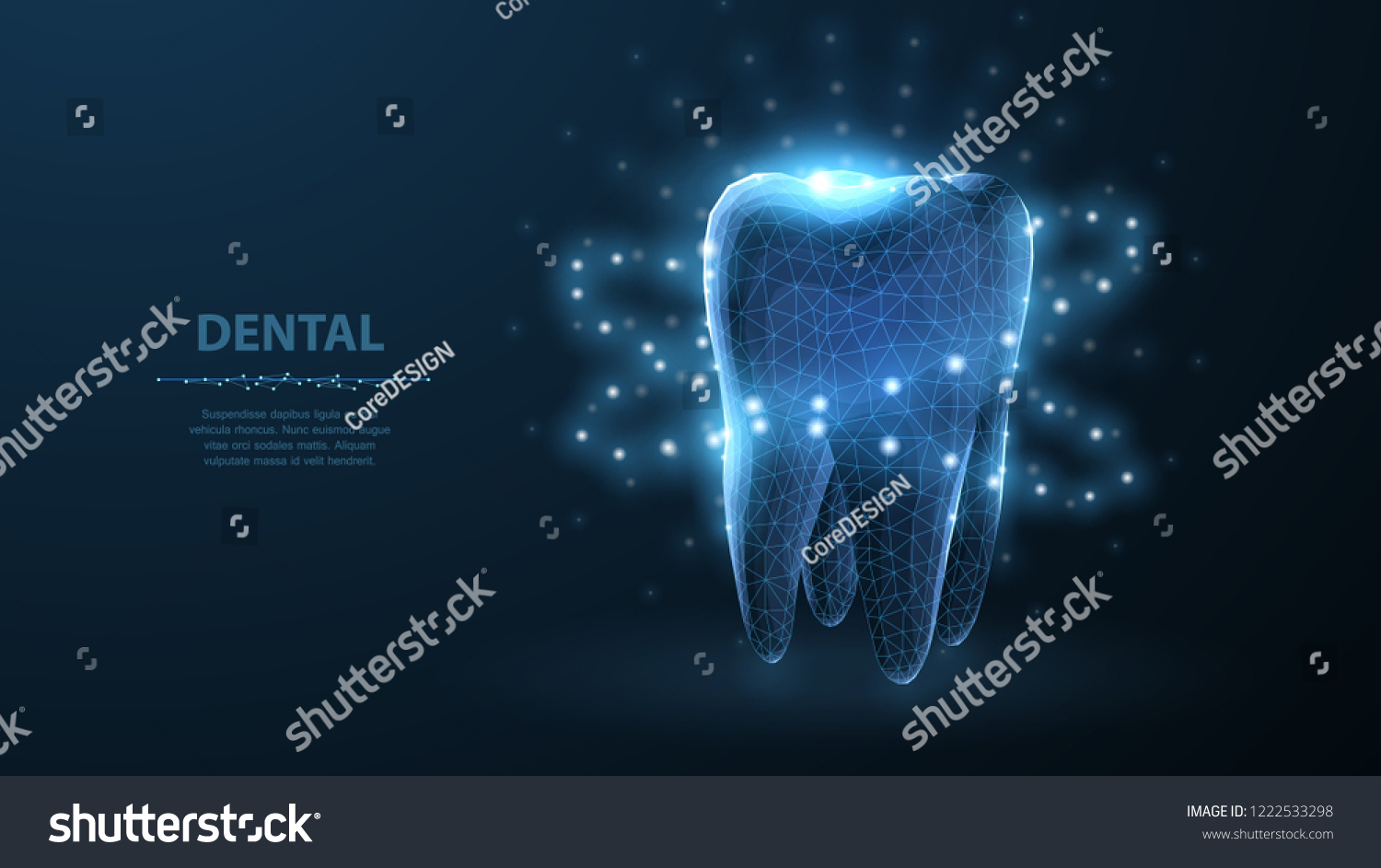 Tooth. Abstract low poly shine bright tooth illustration. Blue ...