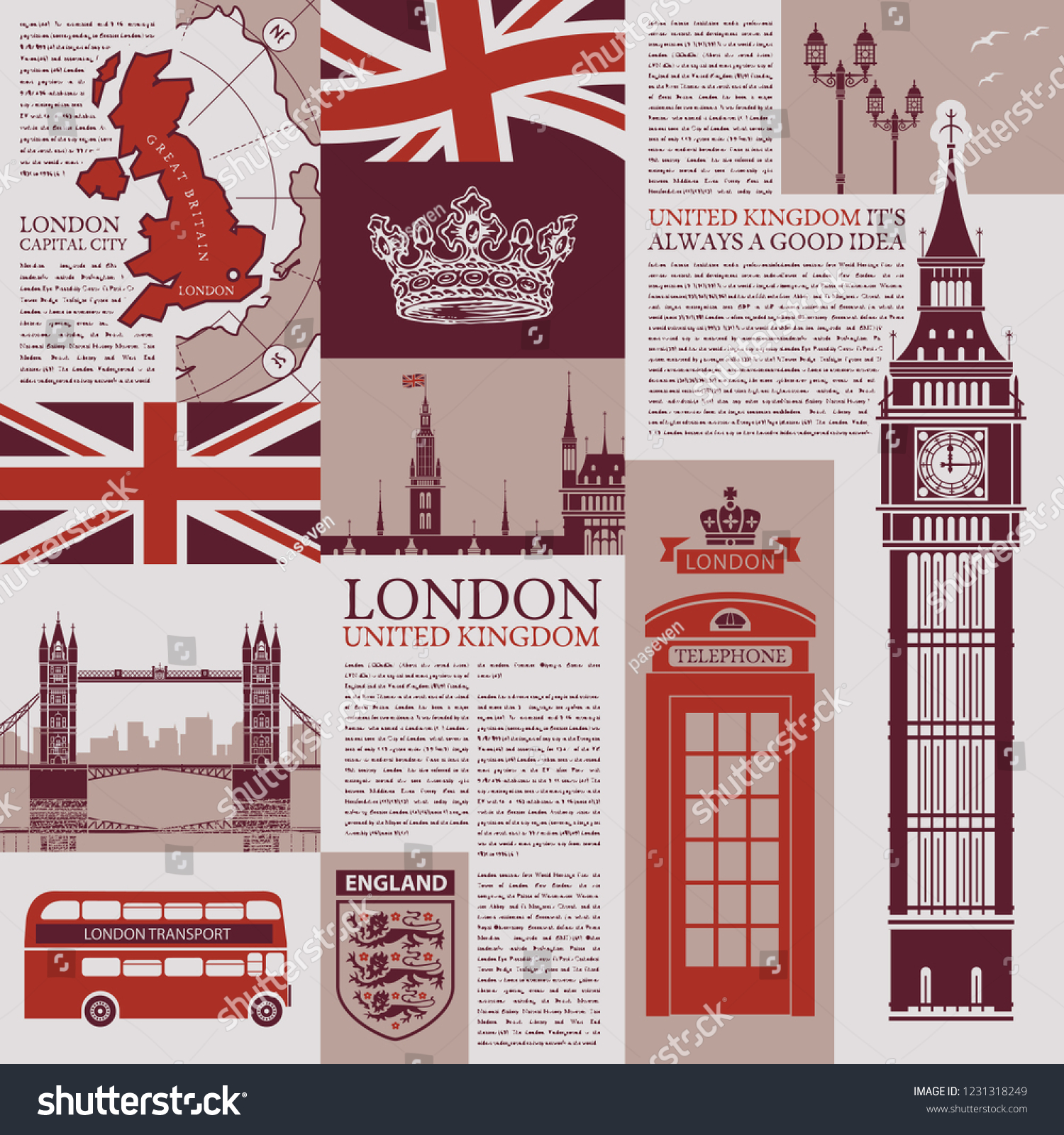 Vector seamless background on the theme of the UK and London with ...