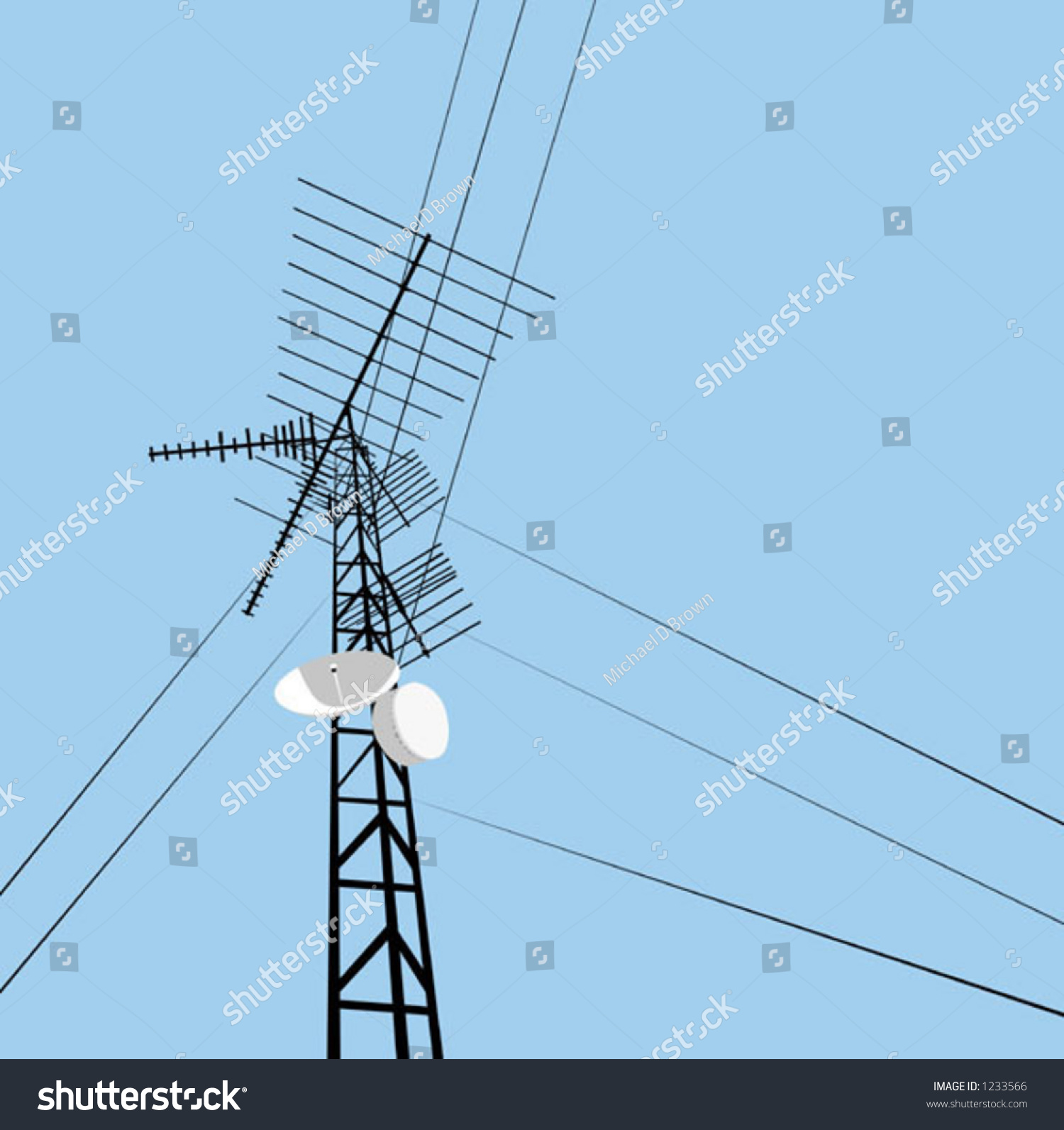 A tower wired to wireless comm. Pure vector no gradients or other CS ...