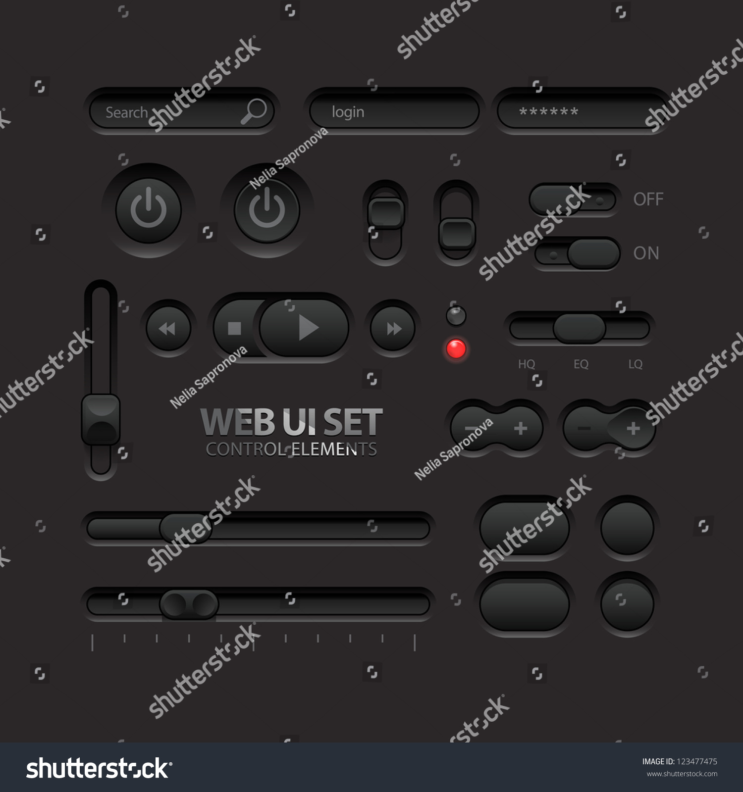 Dark Web UI Elements. Buttons Switches bars power buttons sliders. Vector illustration_站酷海洛_正版图片 ...