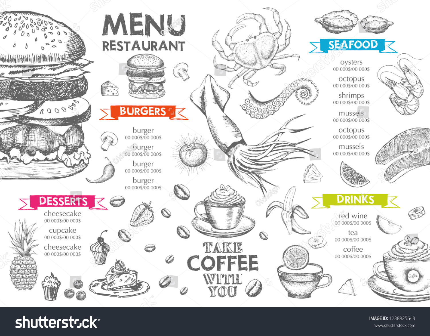 Restaurant cafe menu template design. Food flyer._站酷海洛_正版图片_视频_字体_音乐素材 ...