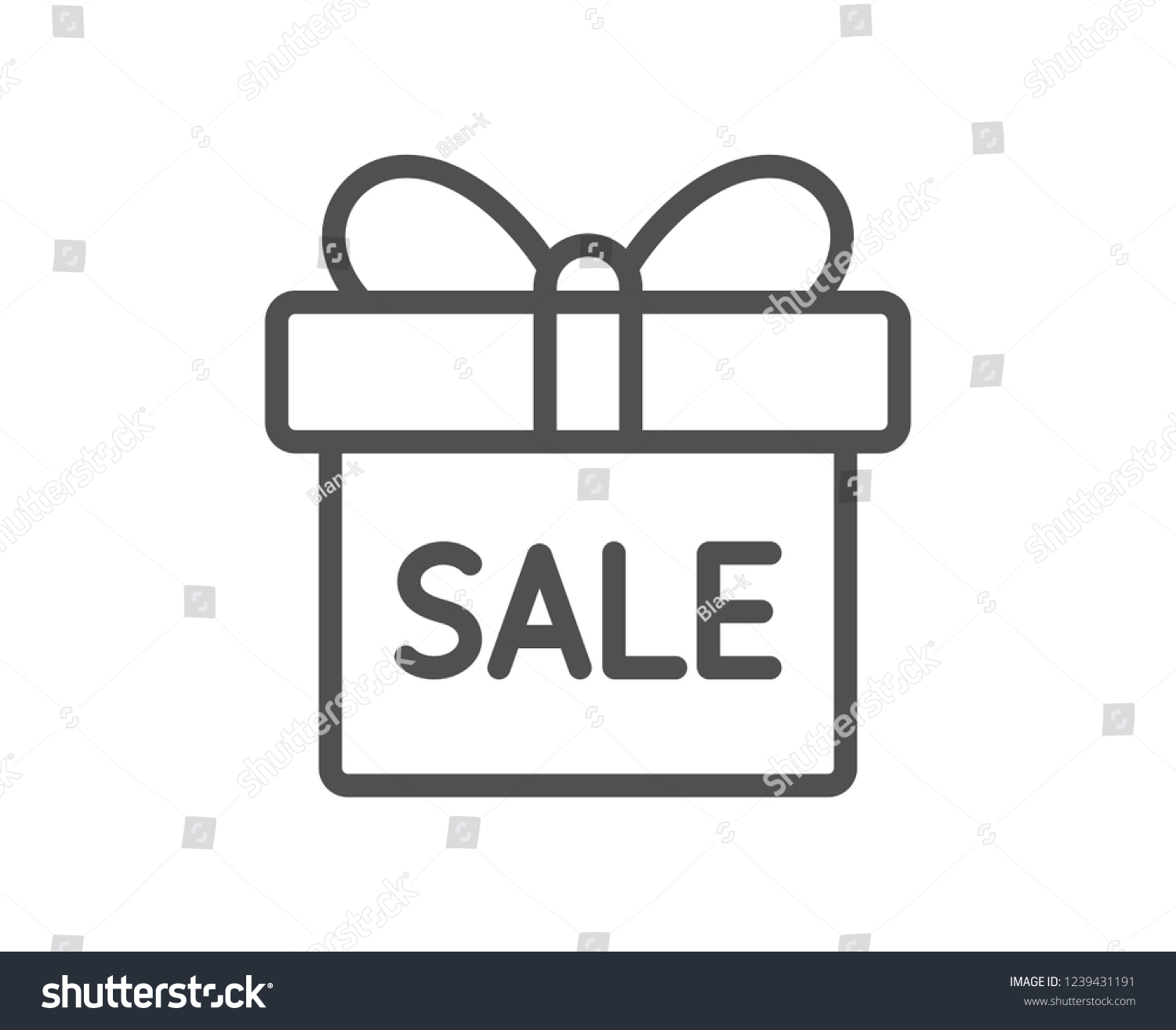 Gift box line icon. Present or Sale sign. Birthday Shopping symbol ...