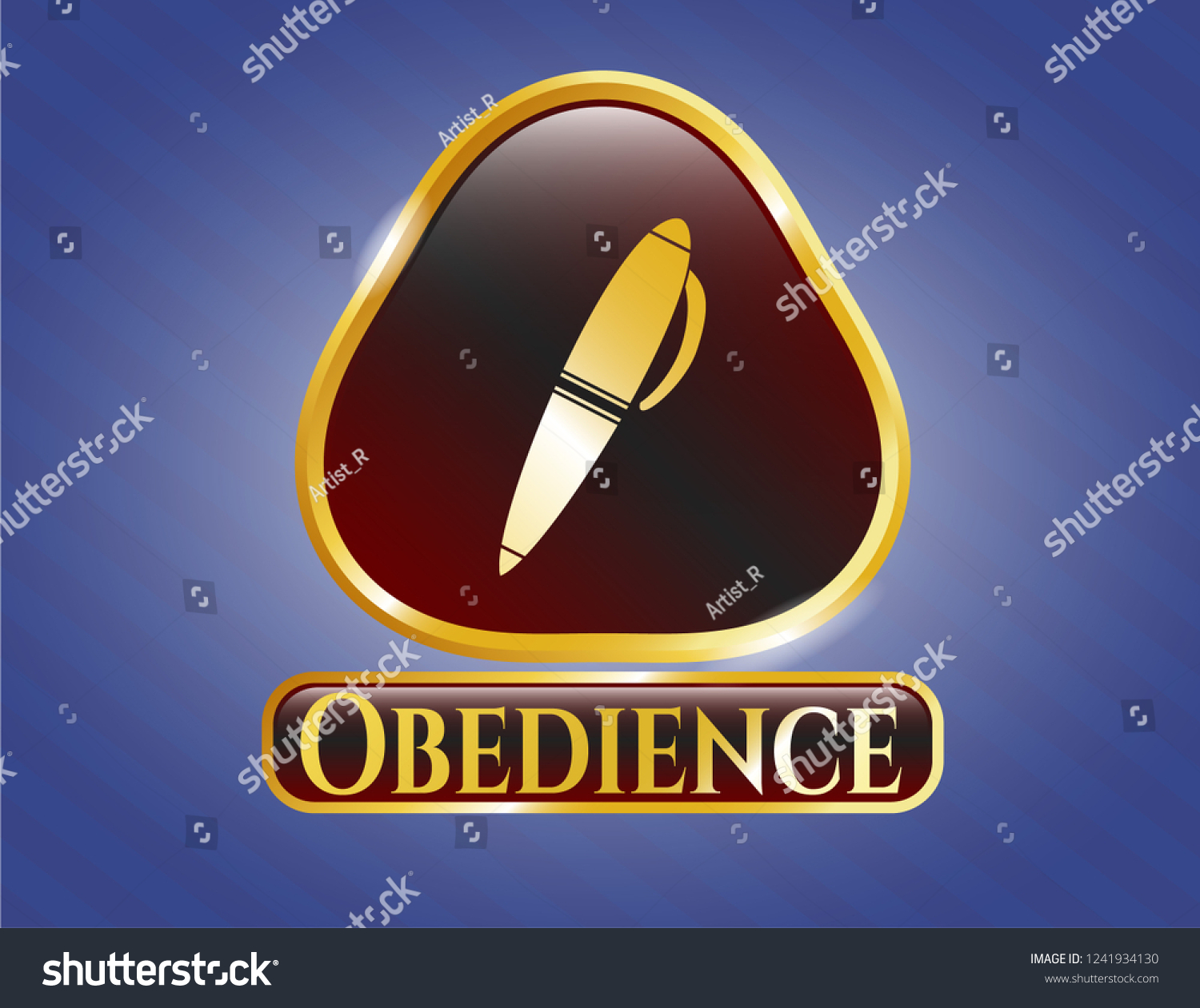 Golden emblem with pen icon and Obedience text inside_站酷海洛_正版图片_视频_字体 ...