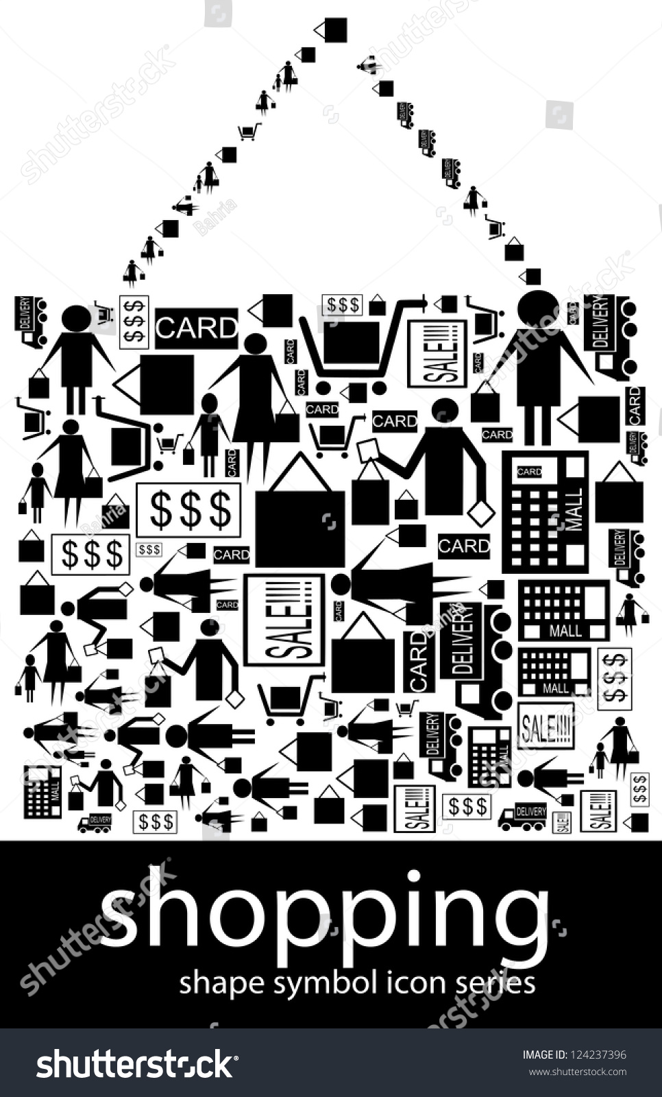 Shopping icon symbols composed in the shape of a shopping bag_站酷海洛_正版图片 ...