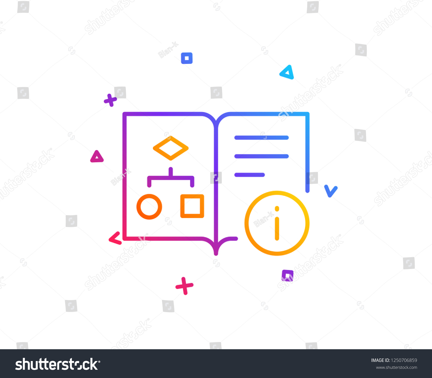 Technical algorithm line icon. Project documentation sign. Gradient line button. Technical ...