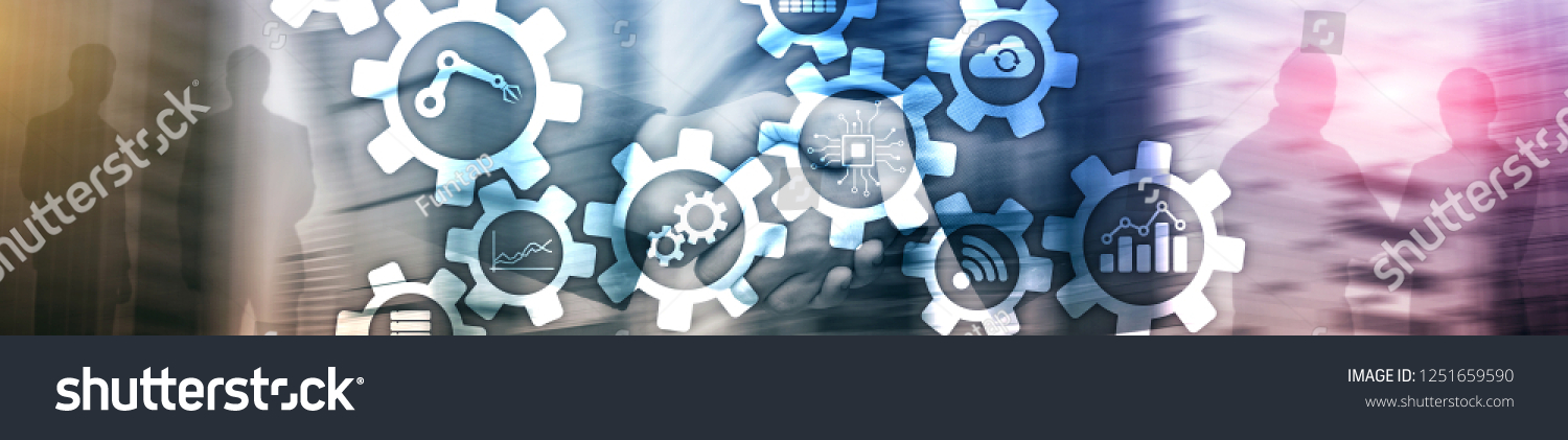 Automation technology and smart industry concept on blurred abstract ...