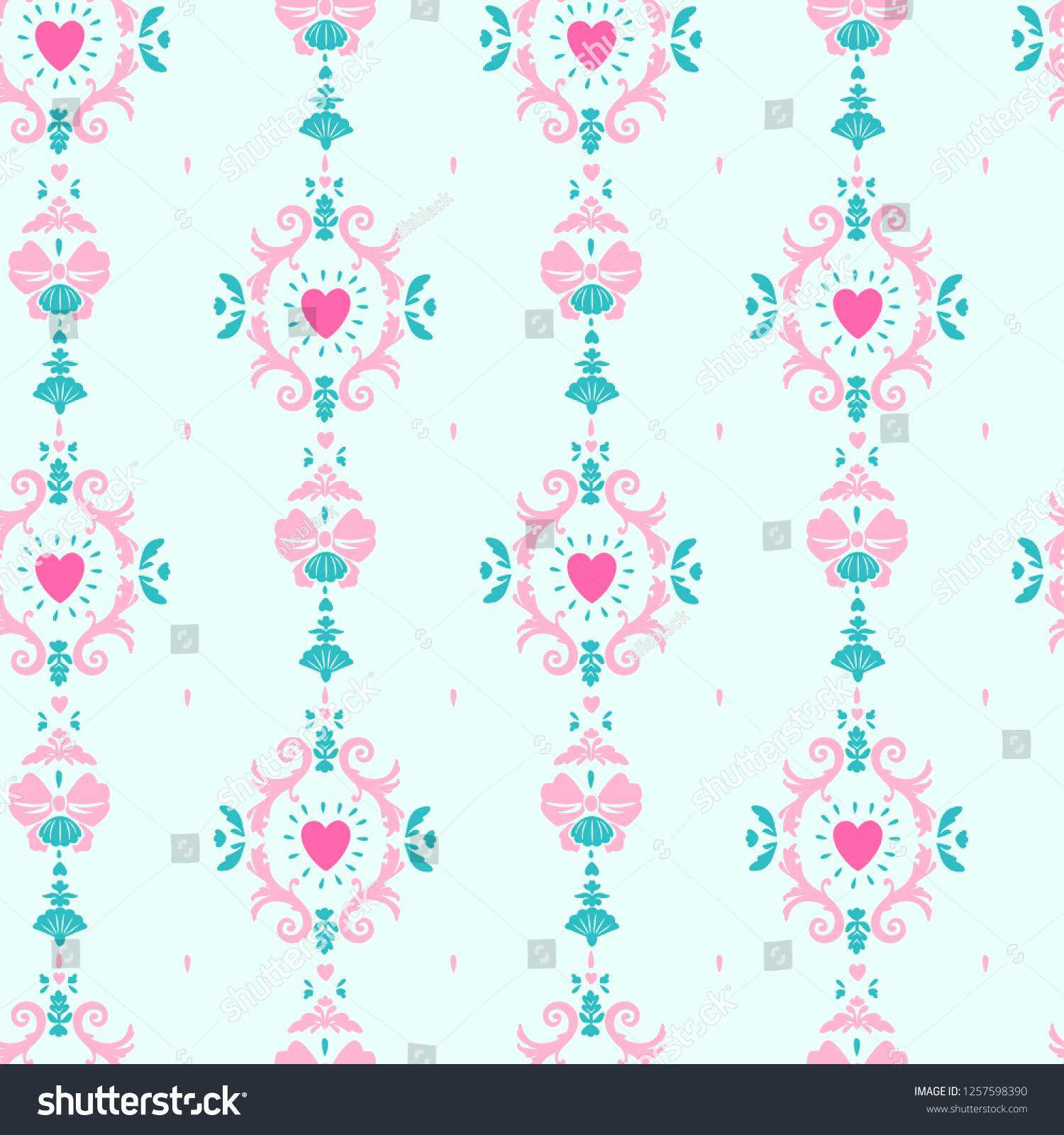 lolita fashion seamless girlish pattern with rococo style curls and hearts _站酷海洛_正版图片_视频_字体_音乐素材 ...