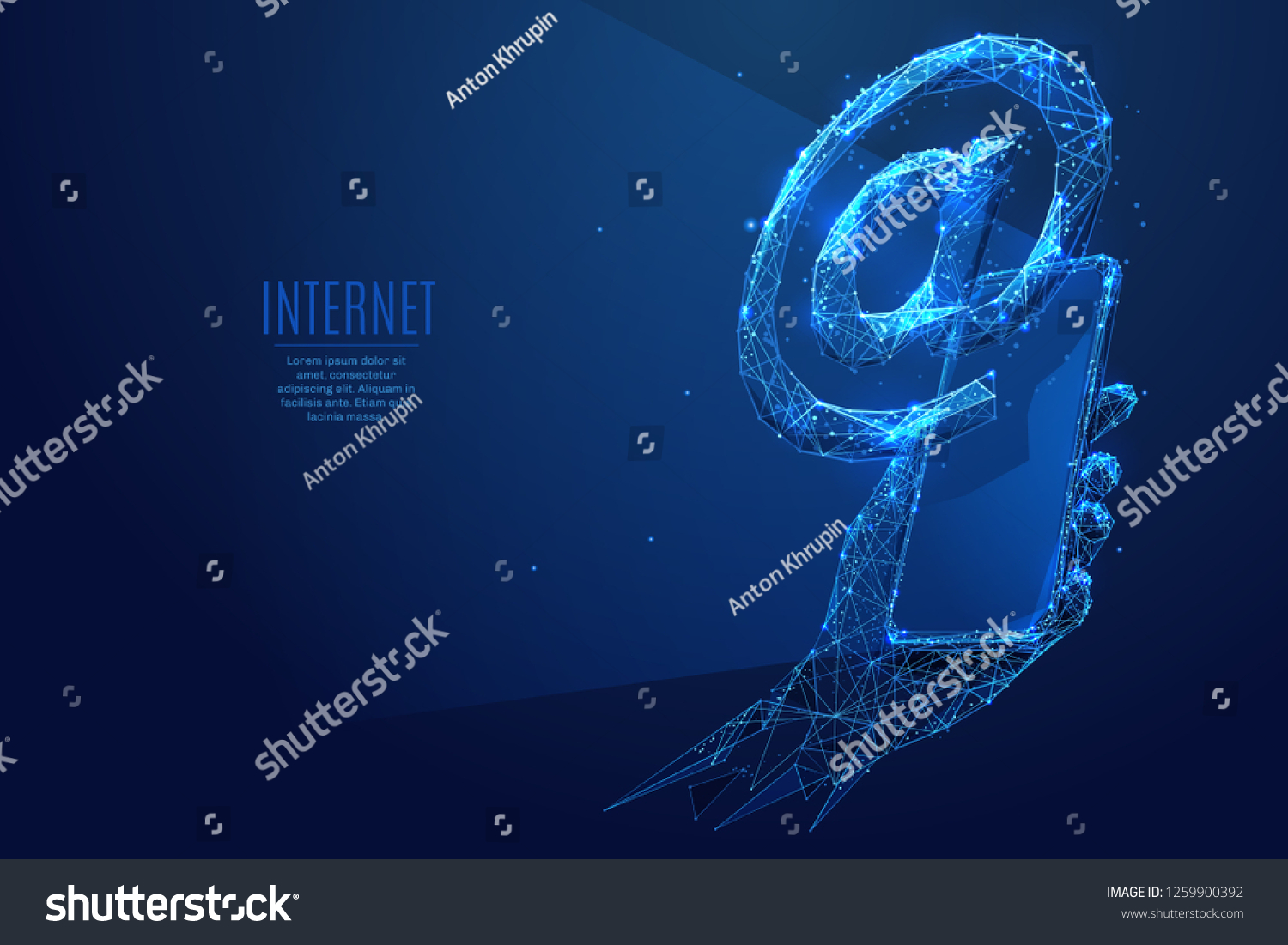 Internet. Email concept. AT internet symbol on smartphone screen.Email ...