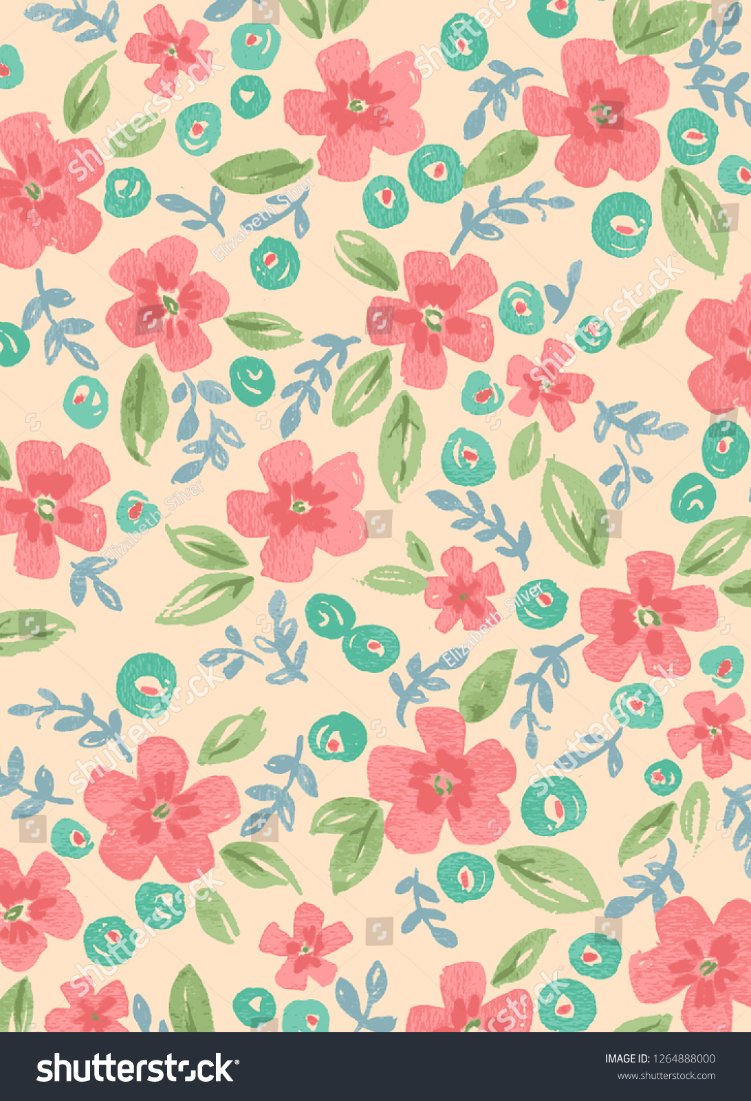 Fresh loosely hand painted watercolor floral with sweet vine accents ...