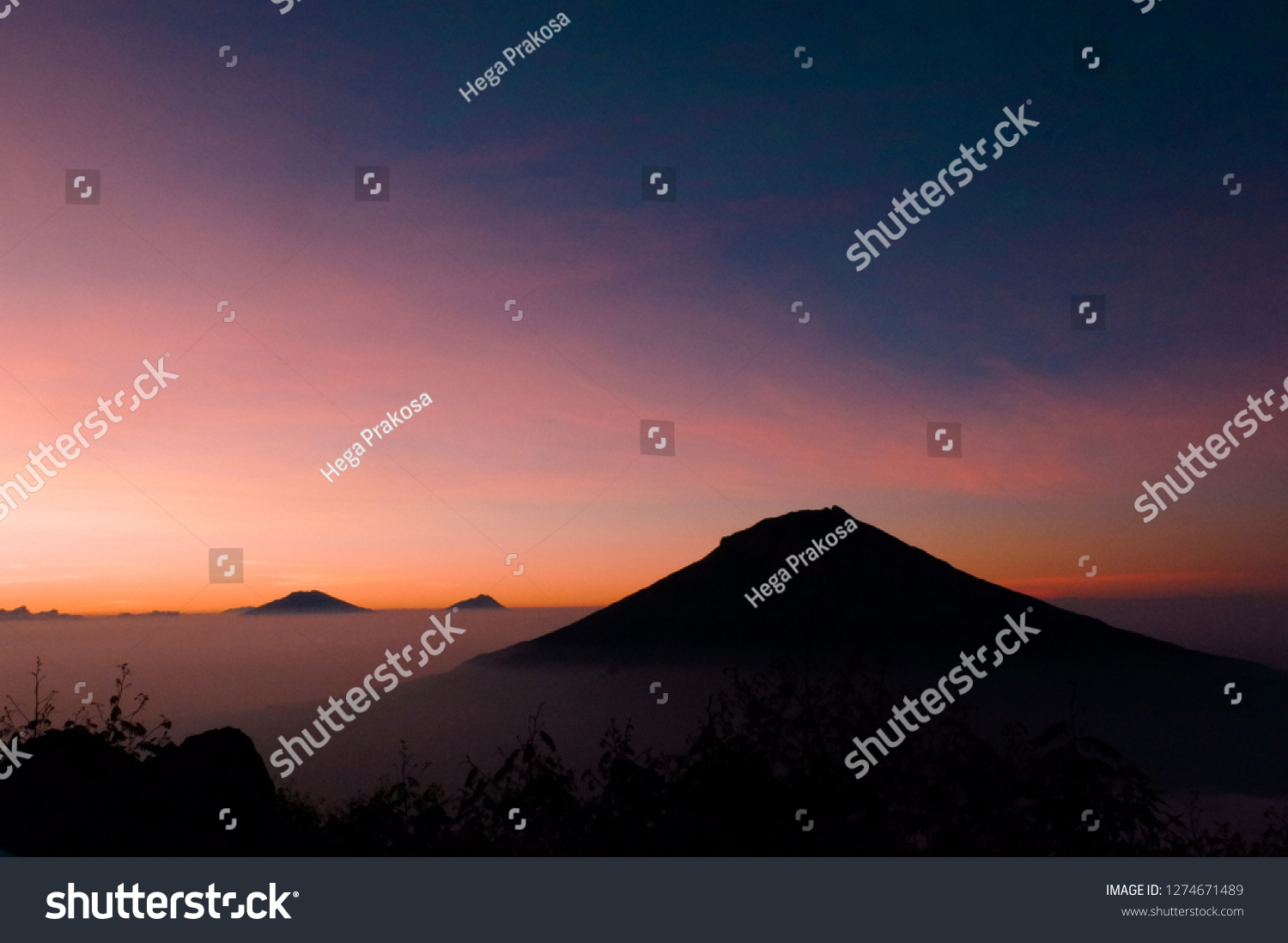 sunrise from sindoro mountain and view Merapi Mountain Merbabu Mountain ...