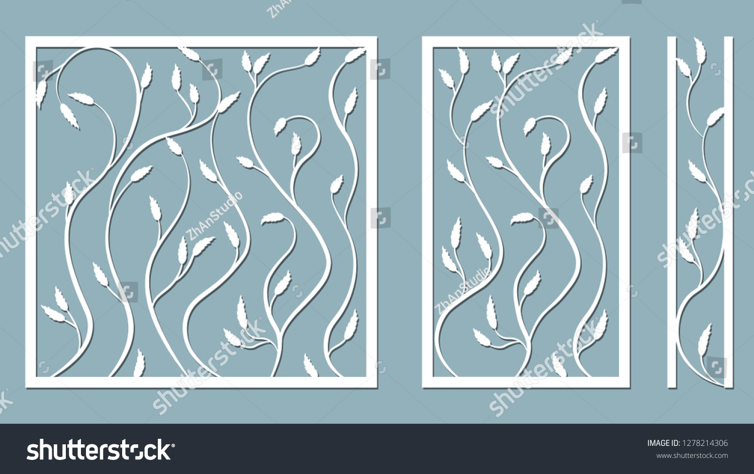 Set template for cutting. Pattern leaves branches vine. Vector ...