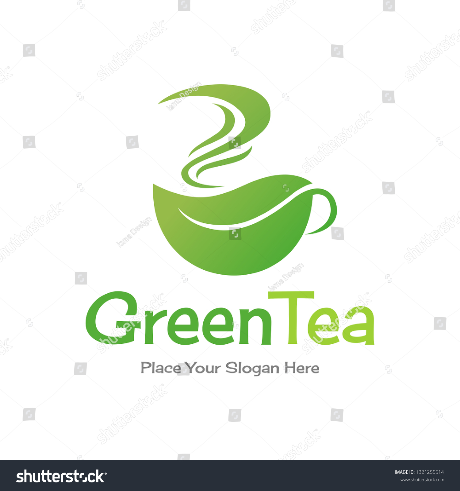 Green tea vector logo template. Design with leaf and cup symbol._站酷海洛 ...