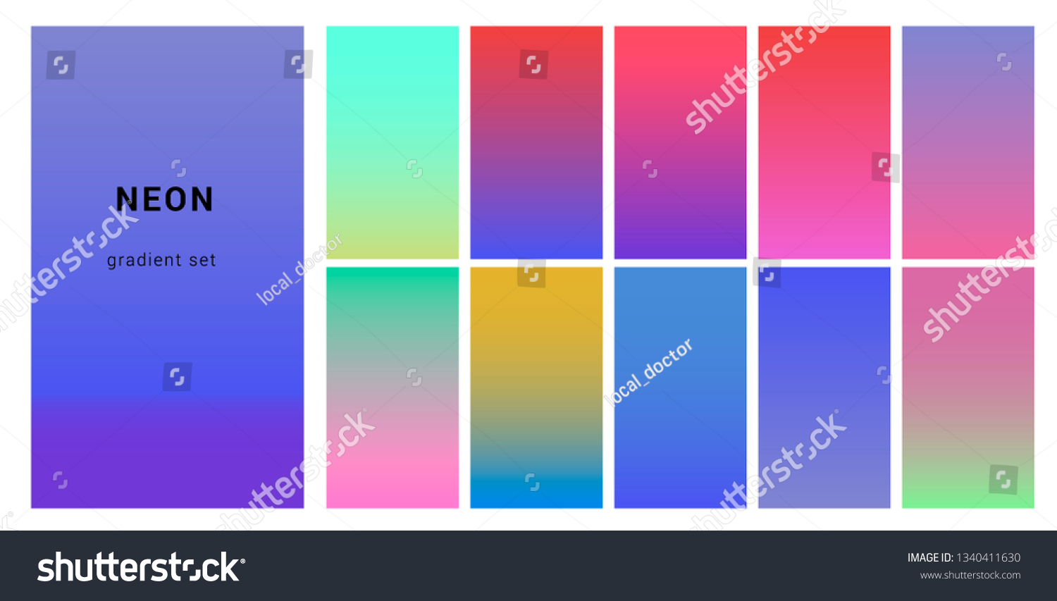 Retrowave duotone neon gradient. Futuristic style swatches for design ...