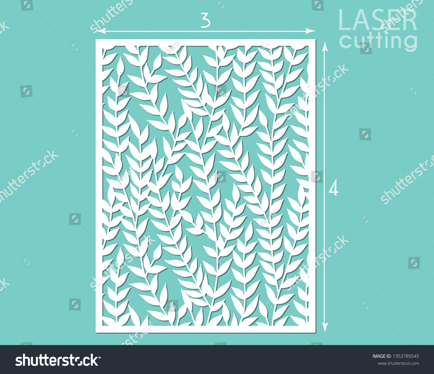 Laser cut ornamental panel with pattern of leaves template for cutting ...