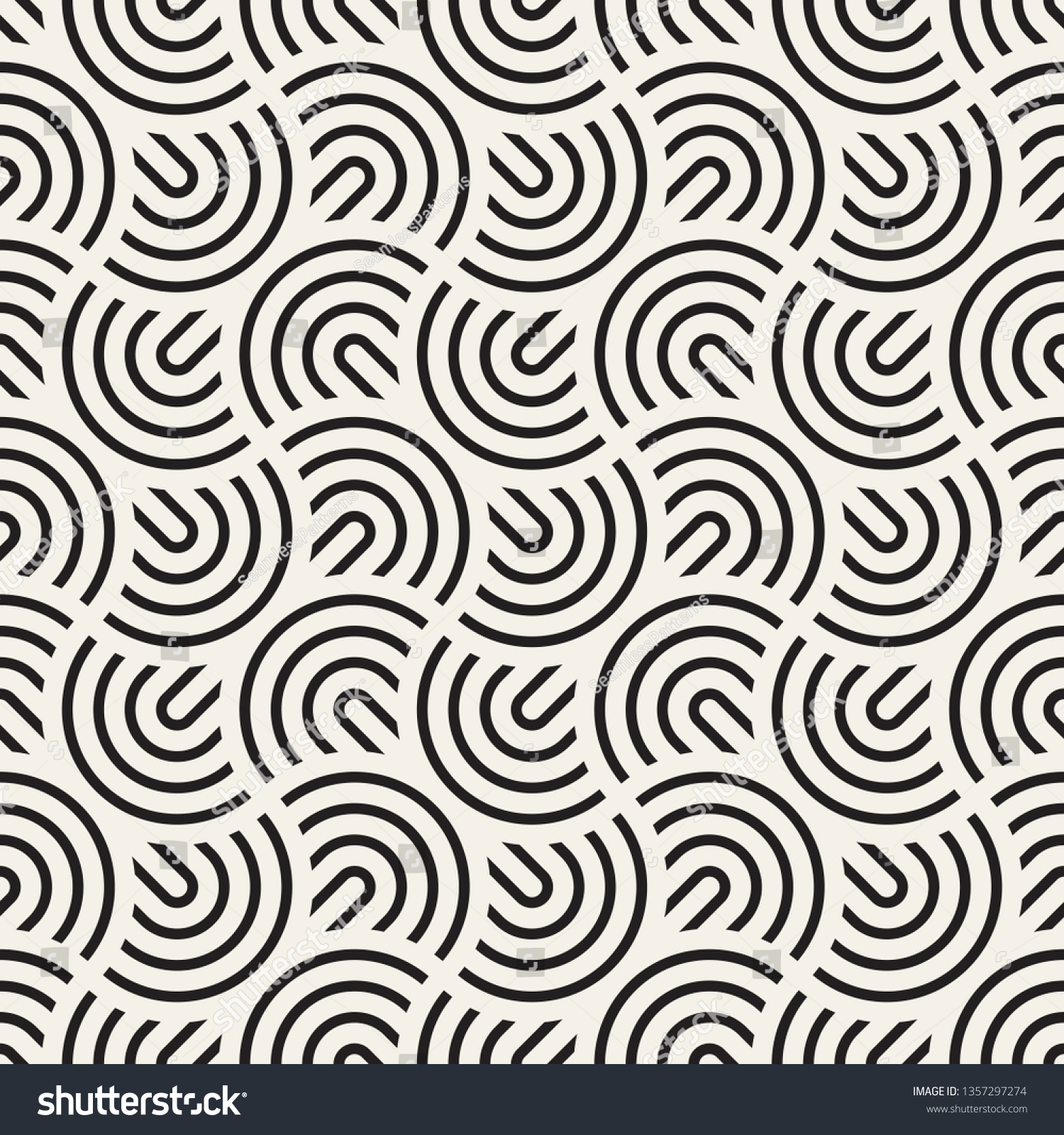 Seamless pattern with symmetric round lines ornament. Elegant vector ...